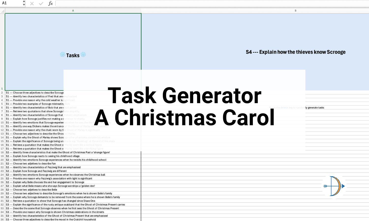 Random Task Generator For A Christmas Carol | KS4 Teaching Resource